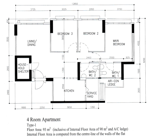 Hdb 4 Room Floor Plan Viewfloor co
